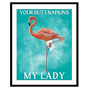 Roxbury Row Flamingo Bathroom Decor | Flamingo Decor, Decorations, Funny Bathroom Signs, Flamingo Bathroom Poster, Pink Flamingo Gifts for Women | Teal Bathroom Decor (8x10 Unframed)