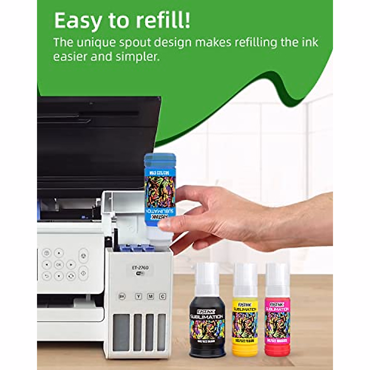 Liphontcta FASTINK Sublimation Ink for Epson ET-2720 ET-2760 ET-2800 ET-2803 ET-2830 Printer, Heat Press Transfer on Phone Case Mugs Plates T-Shirts Pillows 1…