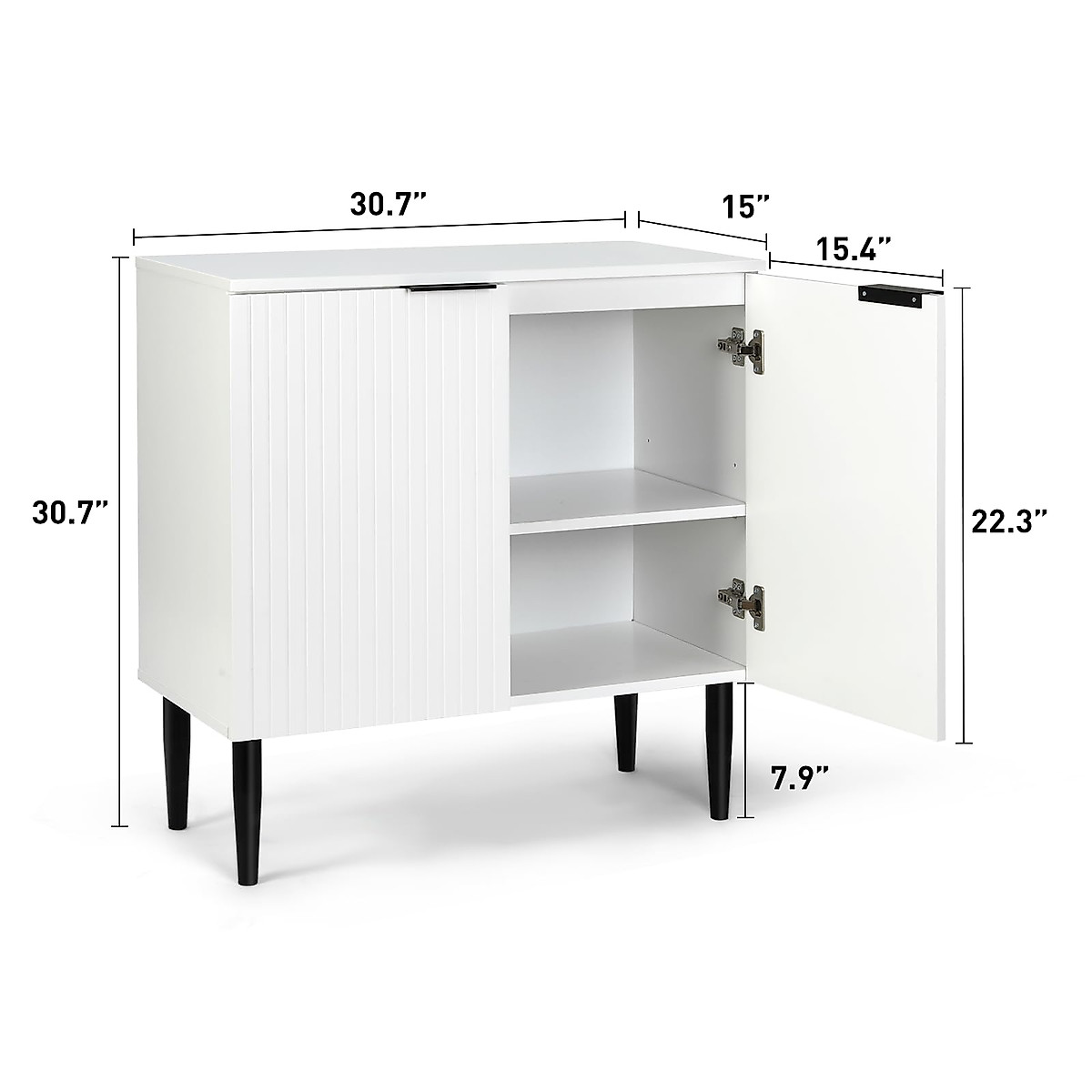VOWNER Sideboard Buffet Cabinet, Kitchen Accent Cabinet, Modern Credenza with Doors and Adjustable Shelves, Accent Cabinet for Dining Room, Hallway, Bathroom, White