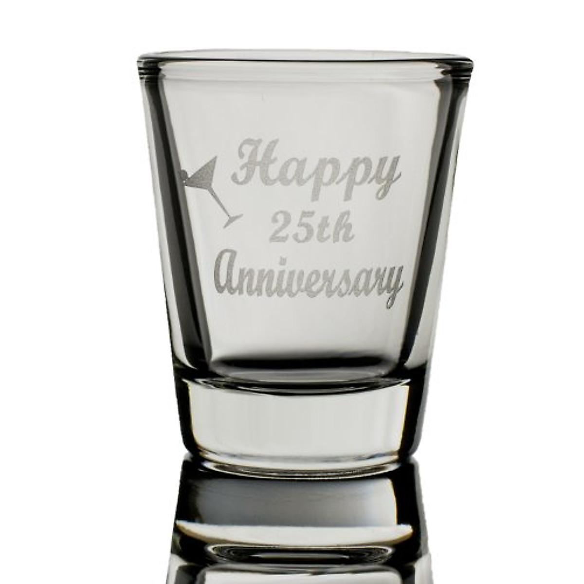 Hip Flask Plus 2oz Happy 25th Anniversary shot glass