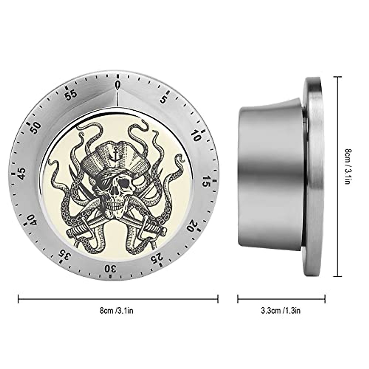 Kitchen Timer Pirate Skull Magnetic Countdown Clock for Cooking Teaching Studying
