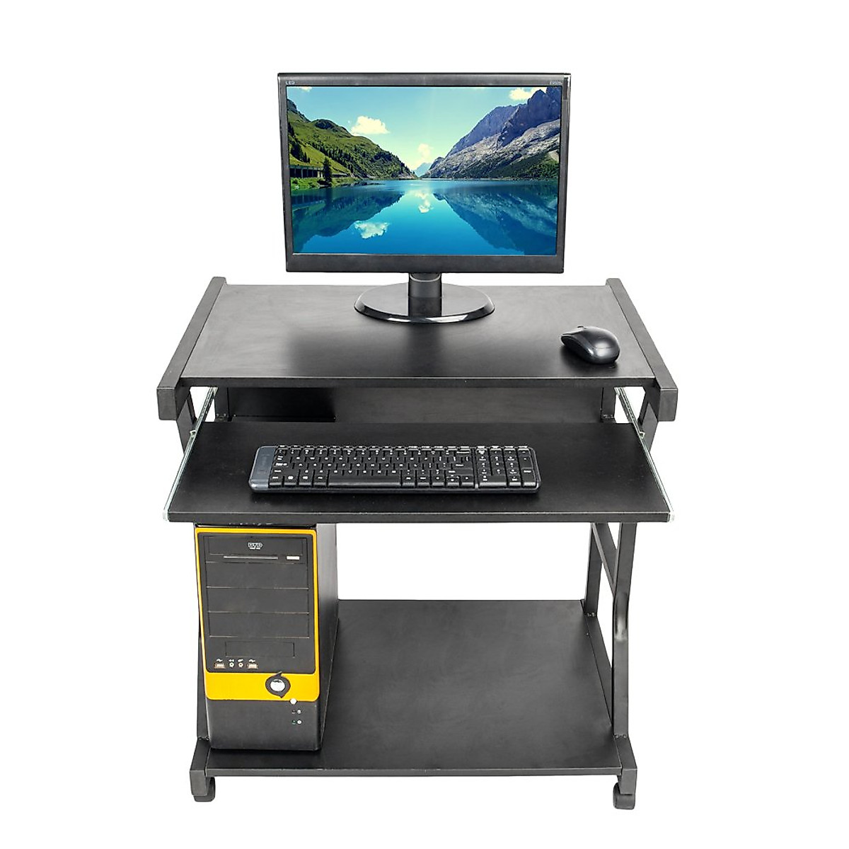 XMLYEC Moveable Four-Wheel Computer Desk Black,Small Space Computer Desk, Home Office Desk, Heavy Duty Multipurpose Table, Study Desk Workstation