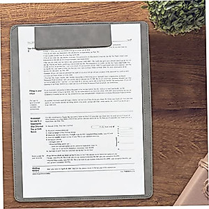 Ciieeo Folder Board Folder Organizer Magnetic Clipboard Document Organizer A4 File Organizer Exam Paper Base Paper File Organizer Office Document Clip Office Grey Cup Holder Pu Metal