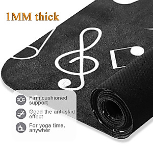Qilmy Music Note Yoga Mat Non-Slip Foldable Sweat Absorbent Travel Yoga Mat with Carrying Bag for Yoga, Pilates, Exercise, Workout, Bikram and Hot Yoga 71 x 26 Inch