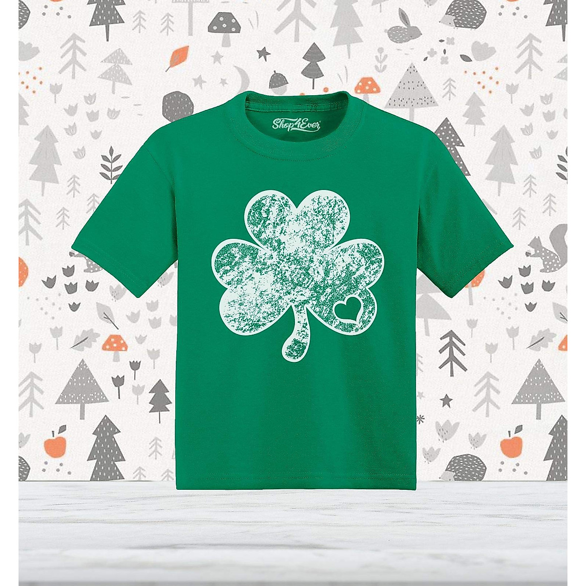 shop4ever Distressed Shamrock Heart St. Patrick's Day Toddler Cotton T-Shirt 3T Green