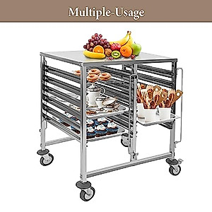 BriSunshine 2 Row Bakery Bun Pan Rack,2x6 Tiers Stainless Steel Sheet Pan Rack Trolley with Wheels & Top Table,Commercial Cooling Storage Rack Cart for Kitchen Restaurant,29.3" Lx21.6 Wx37.2 H