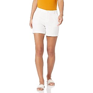 Amazon Essentials Women's Mid-Rise Slim-Fit 5 Inch Inseam Khaki Short (Available in Straight and Curvy Fits), White, 4