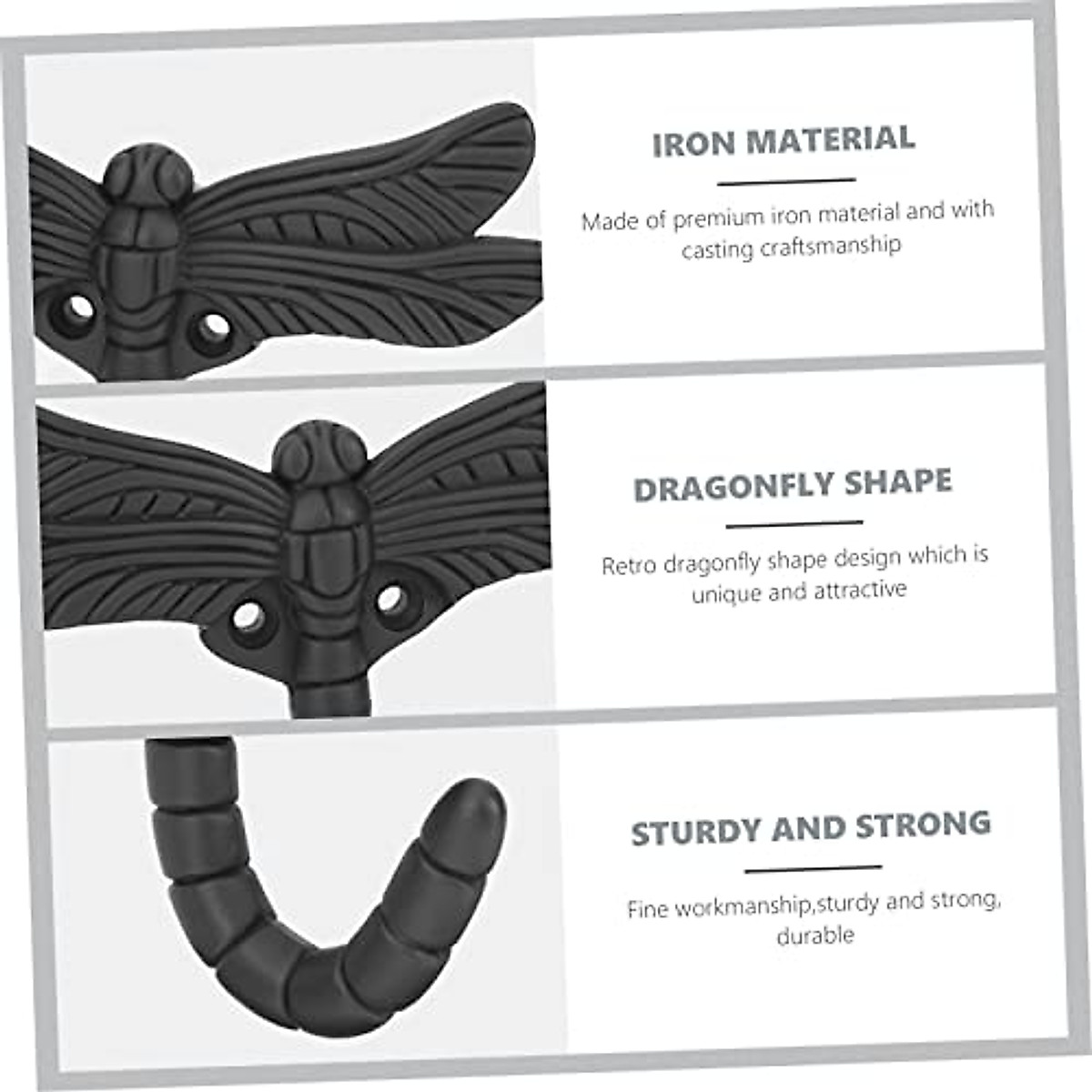 Cabilock 2 Sets Dragonfly Hook Metal Bag Hook Single Coat Hanger Decorative Wall Hangers Robe Towel Hook hat Rack Heavy Duty Clothes Hanger Dragonfly Hanger Wrought Iron Hanger Rack Cartoon