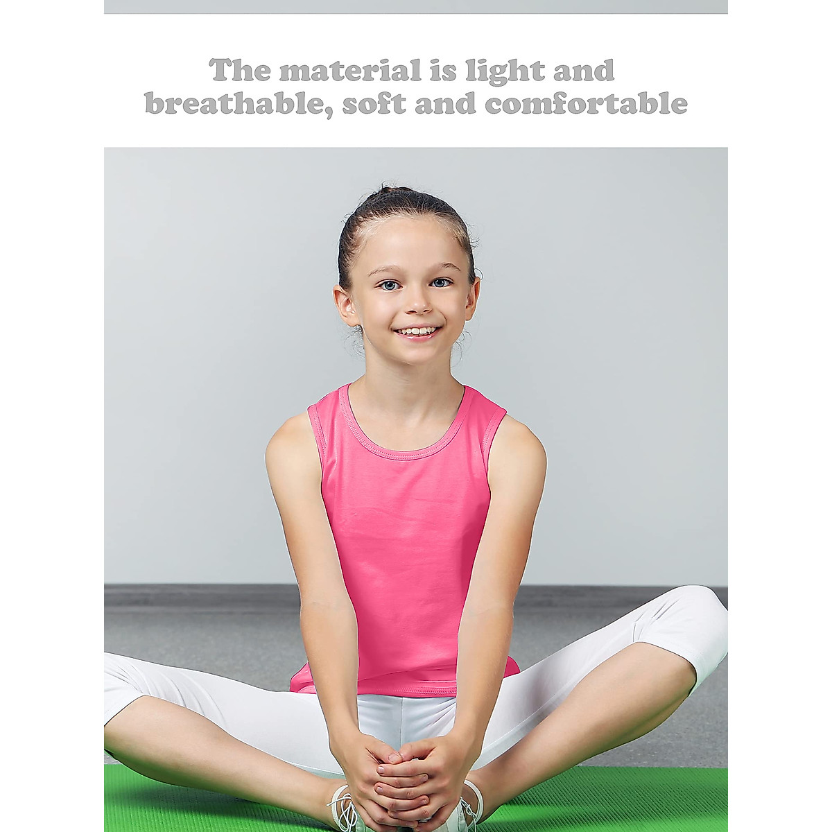 SATINIOR 4 Pieces Girls Dance Tank Tops Racerback Crop Tops Sleeveless Dance Clothes for Girls Gymnastics(7-8 Years,Violet, Red, Green, Lemon Yellow)