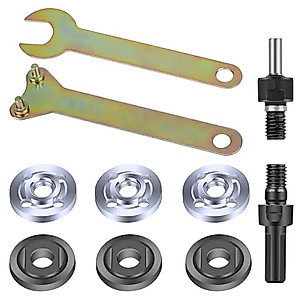 Drill Angle Grinder Adapter, SUNJOYCO 6mm/10mm Arbor Mandrel Adaptor with Flange Nut Parts Set and 2 Spanner Wrench, Electric Drill Conversion Angle Grinder Connecting Rod Kit