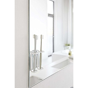 YAMAZAKI home 2530 Toothbrush Holder-Suction Cup Organizer for Bath, One Size, White