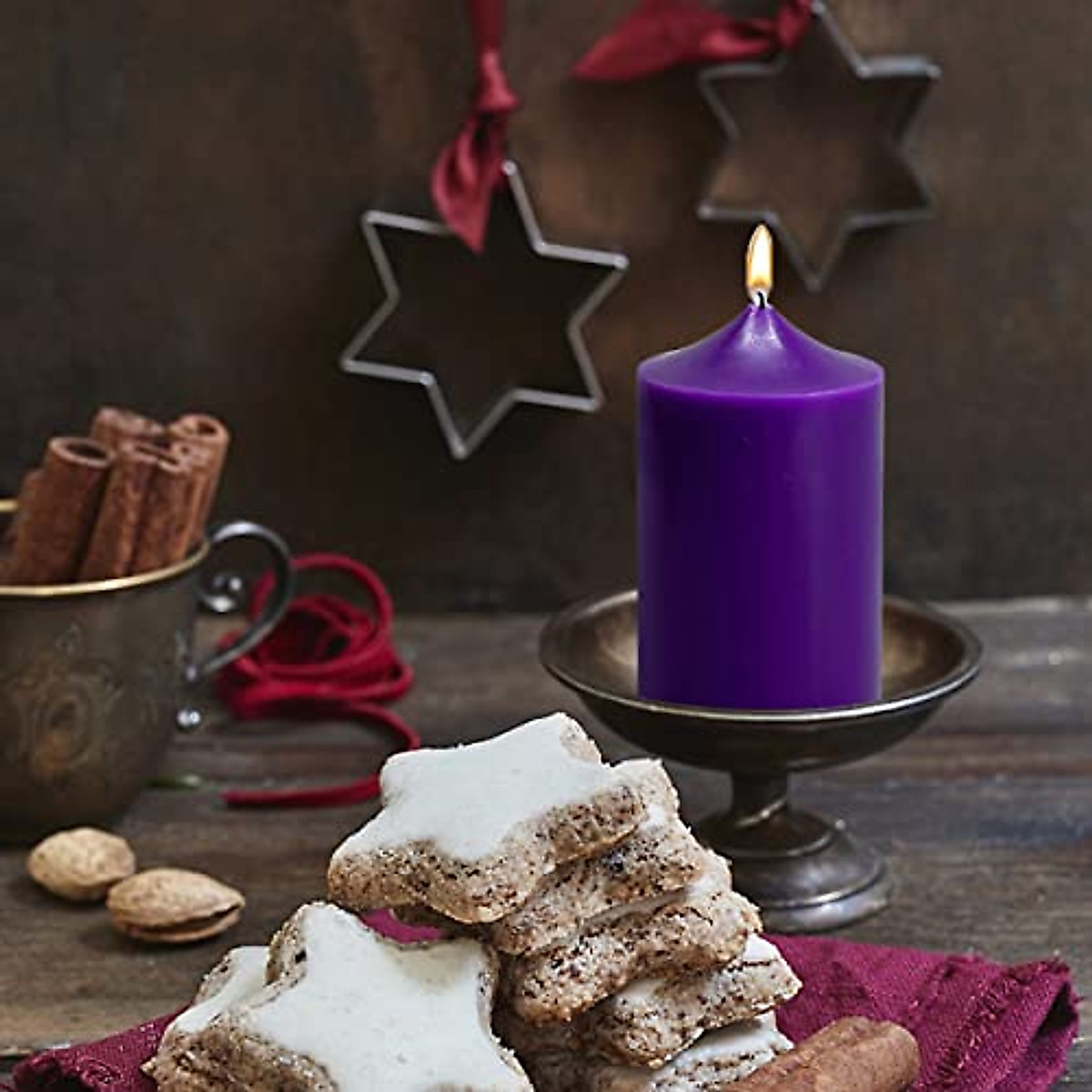 HOSVOT 2x3 Pillar Candles, Advent Candles Set of 4, Purple Pillar Candles, Unscented Advent Wreath Candles for Christmas, Home Decor, Celebration