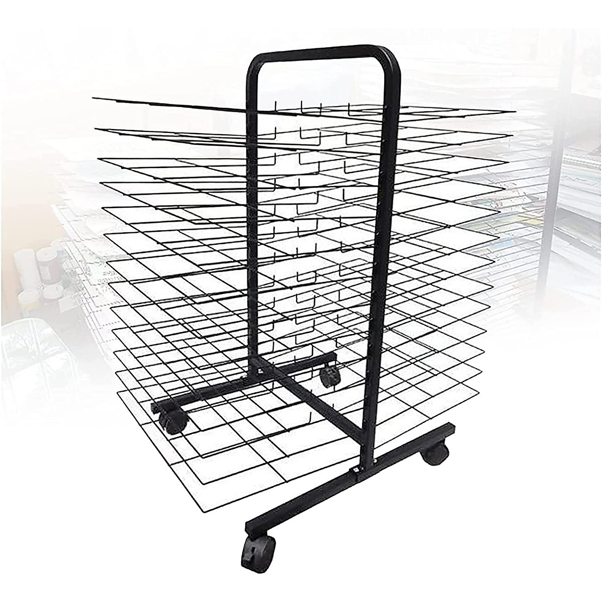 Art Drying Rack, 26 Tier Mobile Art Drying Rack with Wire Rack for Artwork, Drying and Printing Rack, Perfect for Schools and Art Clubs
