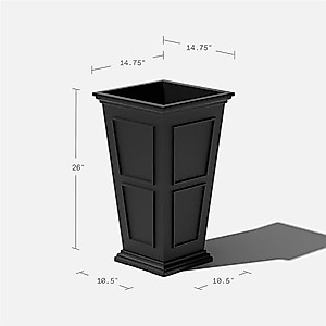 Veradek Fairmont Tall Plastic Planter - Large Outdoor Planter for Front Porch | Crack Resistant All-Weather Use | Classic Estate Design for Tall Plants, Flowers, Trees