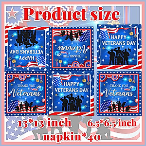 Veterans Day Decorations Napkins, 40Pcs Thank You Veterans Napkins Disposable Red Blue and White Happy Veterans Day Napkins, Decorations for Veterans Day Napkins for Patriotic Party