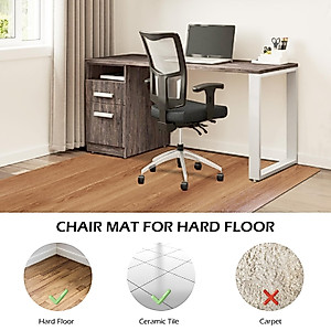SALLOUS Chair Mat for Hard Floors, 63" x 51" Vinyl Protector Chair Mat for Hard Surface, Rectangular Desk Chair Mat for Home Office (White)