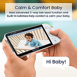 Babysense 5.5” 1080p Full HD Split-Screen Baby Monitor, Video Baby Monitor with Camera and Audio, Two PTZ Cameras, RGB Night Light, 1000ft Range, Two-Way Audio, 4X Zoom, 5000mAh Battery