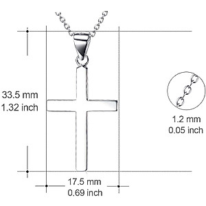 LUHE Small Cross Necklace Sterling Silver White Gold Plated Father Daughter Necklace for Men Women