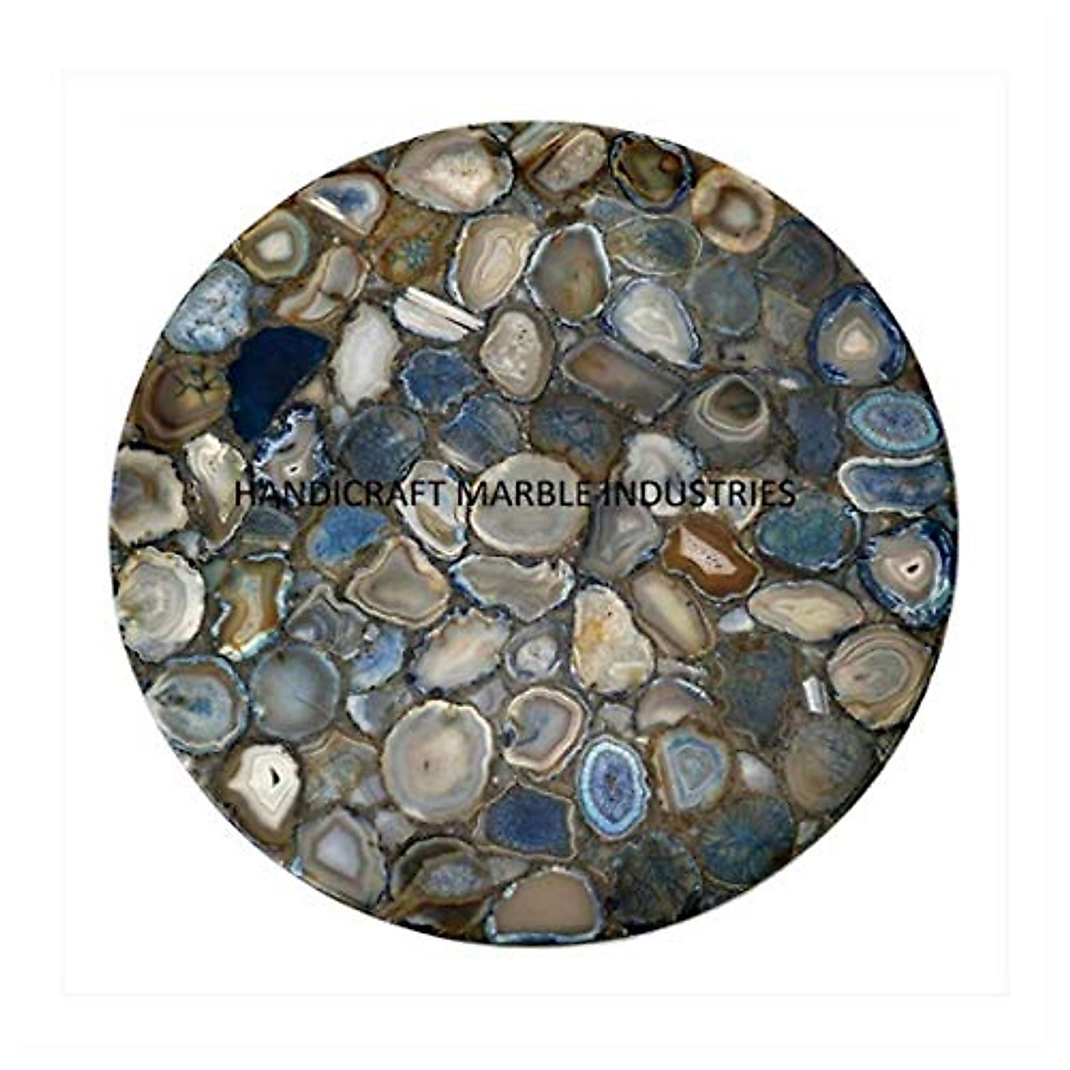 Round Agate Dinning Table 27", Round Coffee Table, Agate Table Top, Agate Coffee Table, Agate Side Table, Grey Agate Geode Table, Turkish Agate