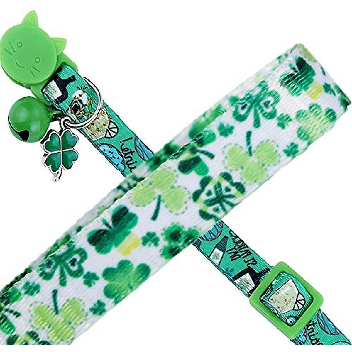 BoomBone 2 Pack St Patricks Day Cat Collar Breakaway,Safety Adjustable Collars with Bell for Kitten