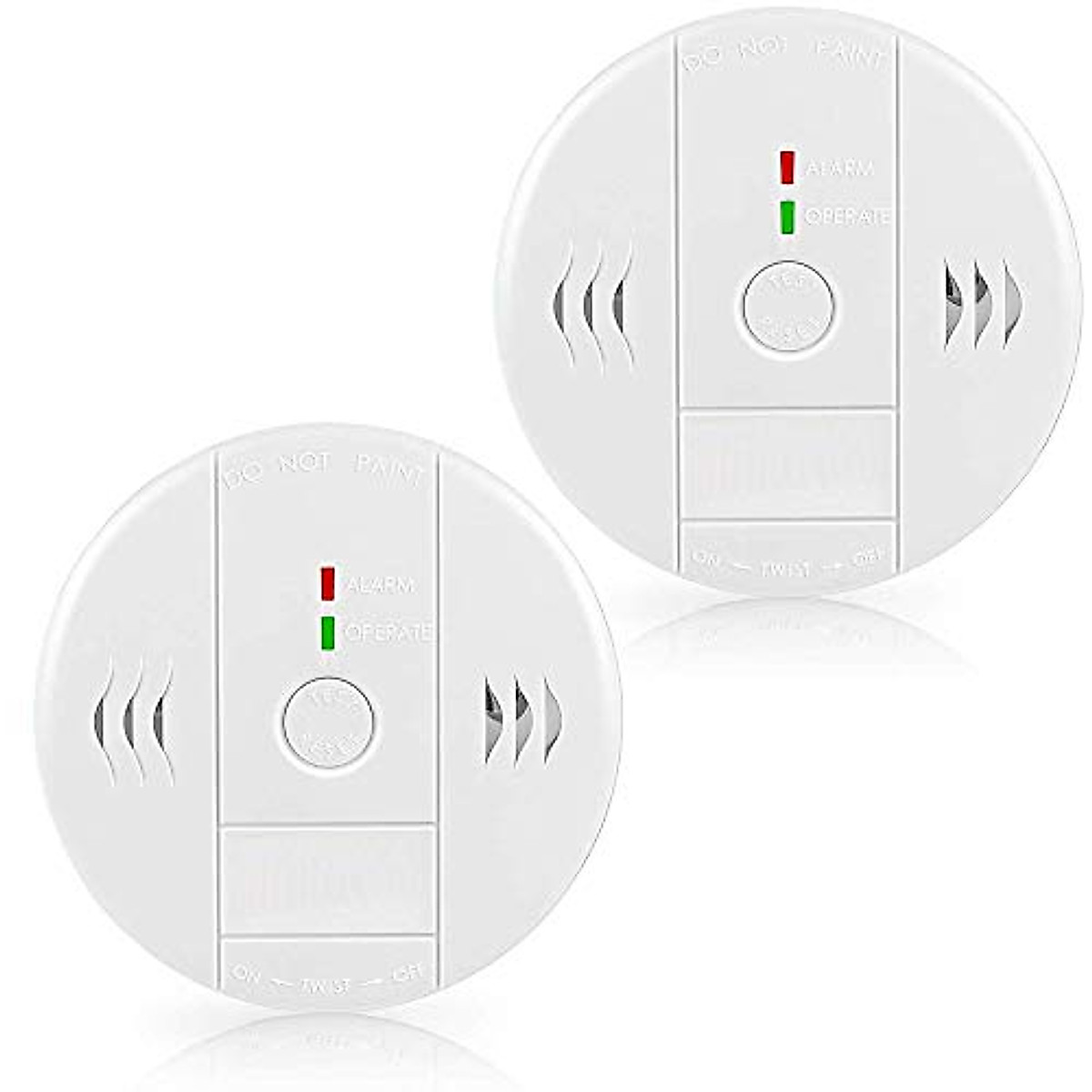 Combination Smoke and Carbon Monoxide Detector Alarm, 2-Pack Beeps Warning Smoke and CO Alarms for Basements Travel Home Office House Bedroom Living Room Car, Battery Operated, Comply with UL 217/2034