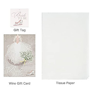 MAYPLUSS 10" Medium Gift Bag with Greeting Card and Tissue Paper for Wedding, Anniversary, Bridal Shower -Bride to Be,Wedding Design Dresses