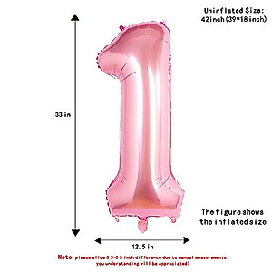 Tiffany Pink 1 Balloons,40 Inch Birthday Foil Balloon Party Decorations Supplies Helium Mylar Digital Balloons (Tiffany Pink Number 1)