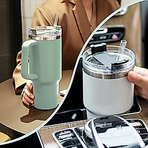 6 Pack Replacement Straws for Stanley Adventure Travel Tumbler, Individually Packaged Reusable Straws Plastic Straws with Cleaning Brush Compatible with Stanley Cup 40 oz, Long Straws for Stanley Cup