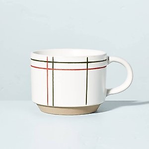 Hearth & Hand with Magnolia 10.5oz Stoneware Engineered Plaid Stacking Mugs (Peace)