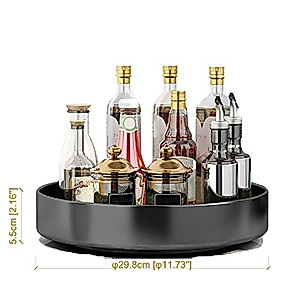 Fineget Spinning Large Metal Spice Rack Organizer for Cabinet Kitchen Lazy Susan Rotating Turntable Tiered Countertop Vertical Storage Rack Self Black (2Tier + Single Layer, 2Sets)