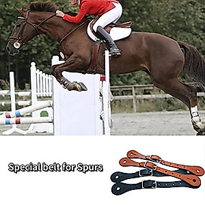 N/A 1 Pair of Equestrian Equipment Sports Riding Accessories Alloy Buckle Adjustable Thick Leather Spur Strap (Color : Black)