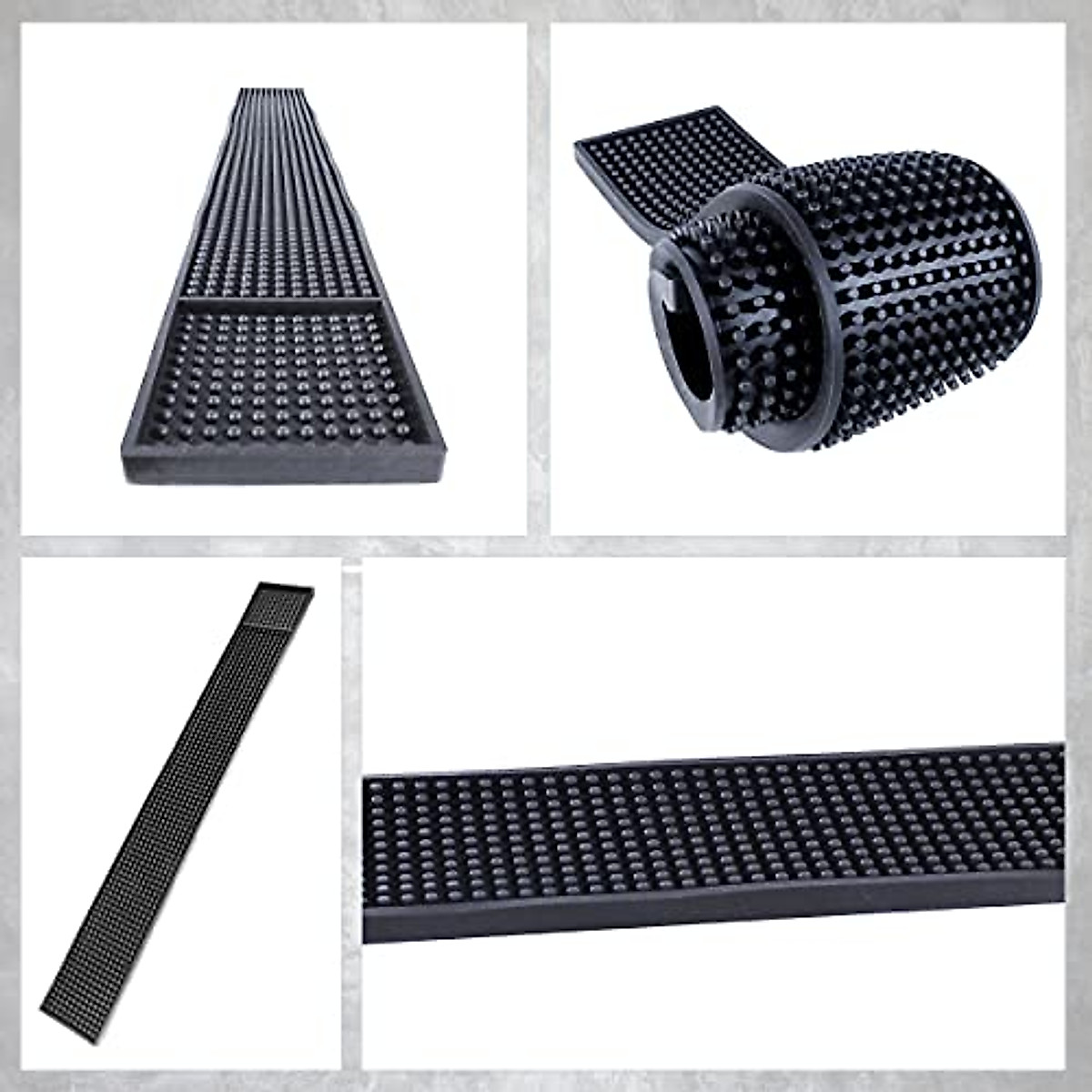 ProTensils Rail Bar Mat 23" x 3.25" Black Rubber Bar Mats, Bar Service Spill Mats for Counter-Top (2 Pack)