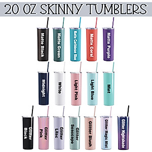 Birsppy 20oz Stainless Steel Skinny Tumbler- Laser Engraved- Personalized Tumbler- Straw and Lid Included- Vacuum Insulated- Teacher Gift- Mother's Day- Bride Gift- Handheld Tumbler- Girls Trip