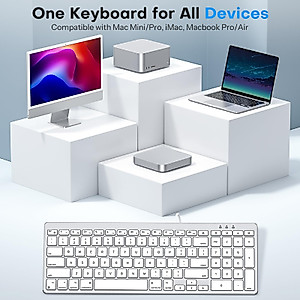 OMOTON Wired Keyboard Compatible with Mac, with Dual Interface (USB and Type-C), Numeric Keypad Compatible with MacBook Pro/Air, iMac, Mac Mini/Pro Laptop, Silver