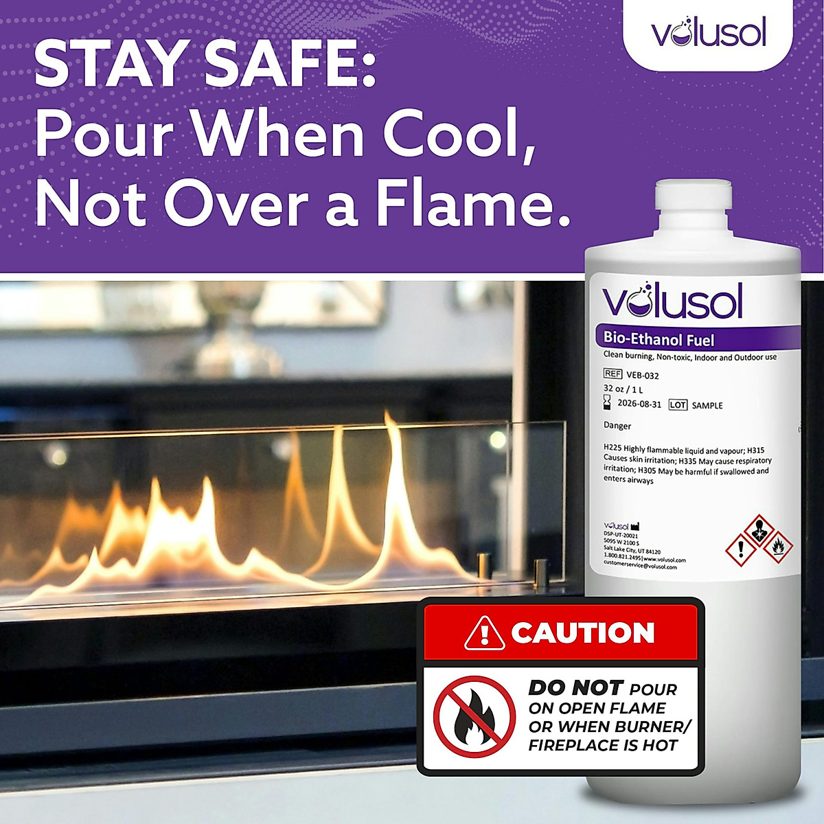 Fireplace Fuel, Ventless, Bio-Ethanol, Clean Burning/Eco-Friendly (1000mL /32 oz.) - (Pack of 9)