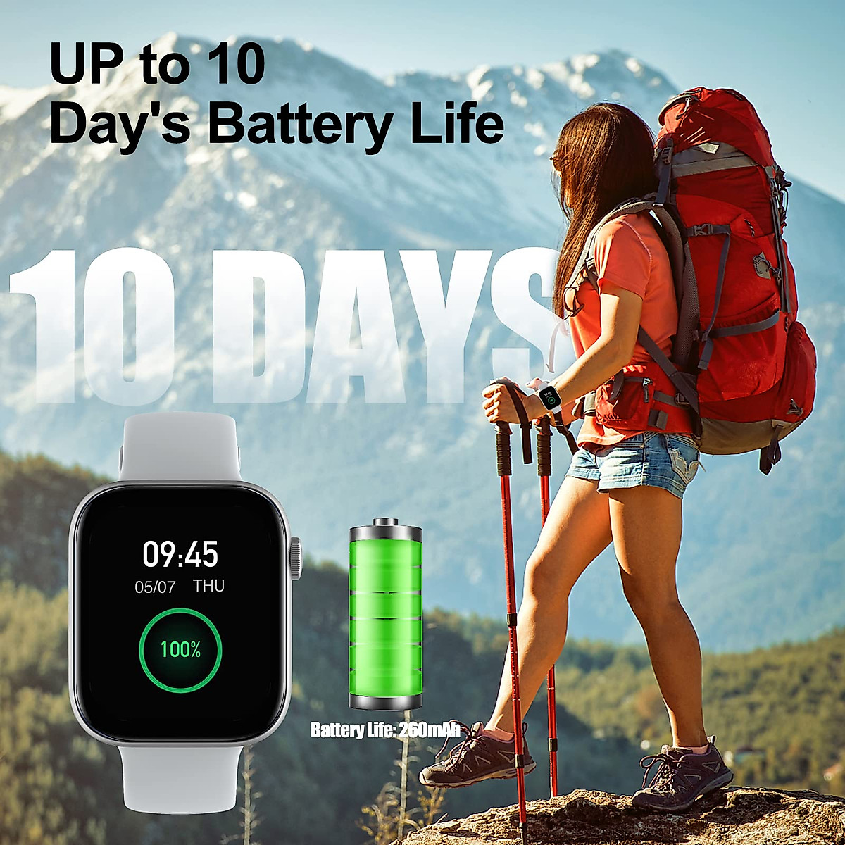 CHOKOVIE Smart Watch for Men Women, 1.8" Full Touch Screen Call/Receiver Dial Fitness Watch Heart Rate, Blood Oxygen,Sleep Monitor, Activity Tracker with Pedometer Stopwatch Smartwatch, Silver