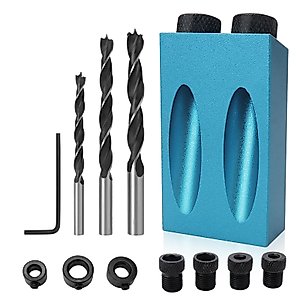 14Pcs Pocket Hole Jig Kit, 15 Degree Woodworking Inclined Hole Jig with 6/8/10mm Drill Bits for Carpentry Woodworking Angle Drilling Holes
