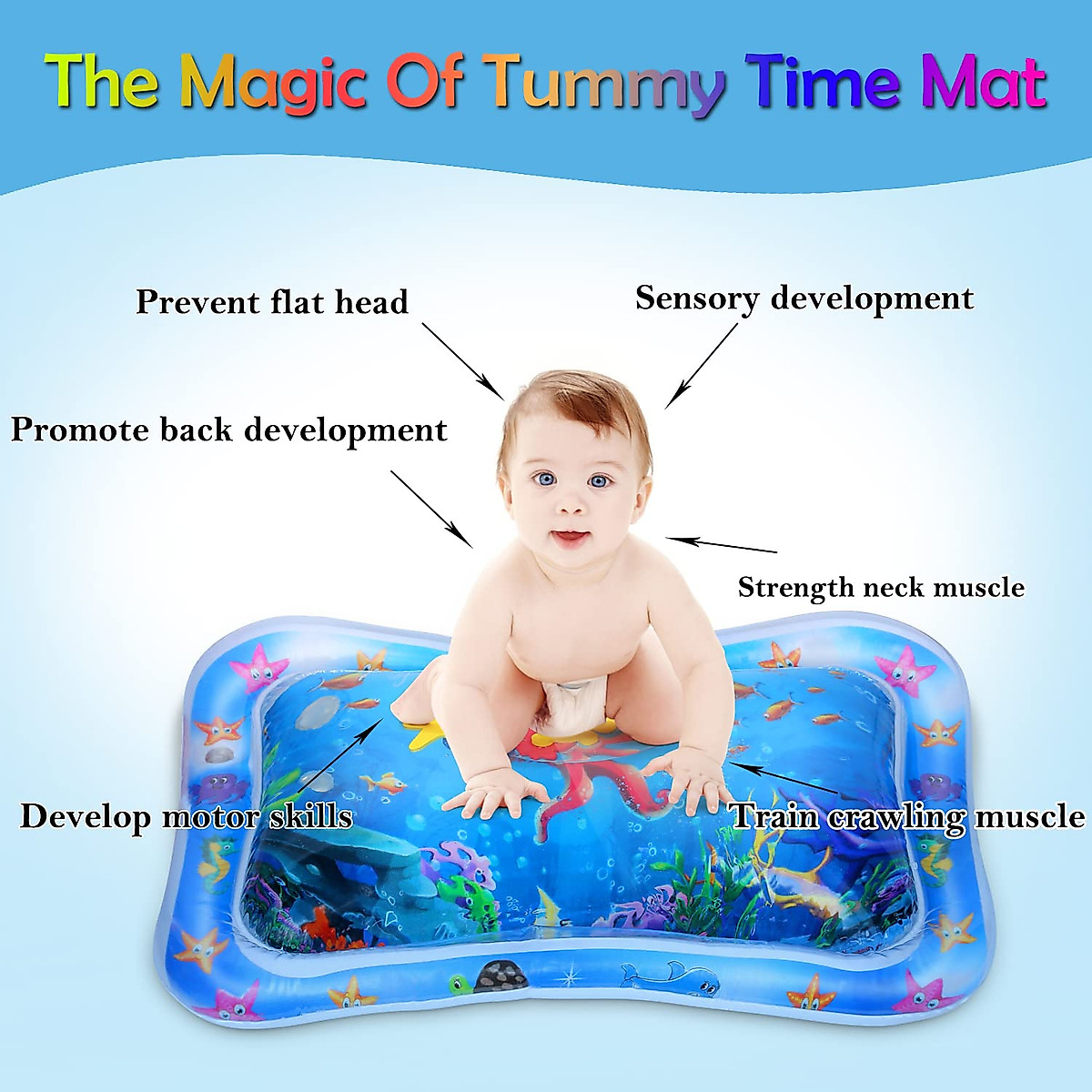 Niskite Tummy Time Water Mat - Baby Water Play Mat Tummy Time Toys,Inflatable Baby Tummy Time Mat for Sensory Development,Baby Toys for 3 6 9 12 Months Infant Boy Girl Gifts
