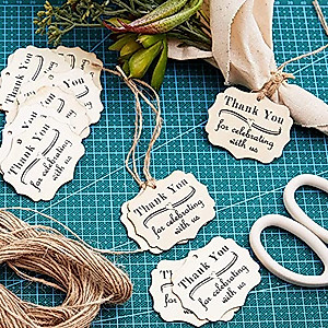Juvale 100-Pack Wood Thank You Tags with Twine for Wedding and Baby Shower Party Favors, 2 Inches