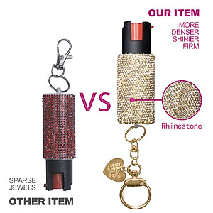 Hope Bobbie Bling-it-On Pepper Spray Keychain-Maximum Strength OC Spray for Self Defense-Fashionable Key Holder-7ft (2M) Range, Glitter Rhinestone Cute Pepper Spray for Women (Gold)