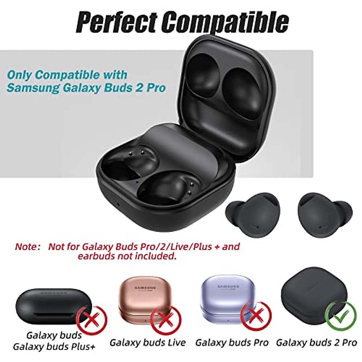 Lopnord Wireless Charging Case for Samsung Galaxy Buds 2 Pro SM-R510, Replacement Charger Case for Galaxy Buds 2 Pro with Bluetooth Pairing, Support Wireless & Wired Charging (Earbuds Not Included)