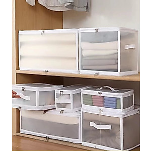 VBROS Foldable Transparent Storage Bin Reusable Stackable for Storing Clothes, Blankets, comforters, Sheets, Pillows and book storage (1 PCS) (20x12x12)