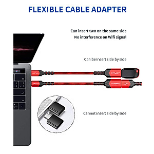 JSAUX USB C to USB Adapter, [0.5ft 2 Pack] Type C 3.0 OTG Cable On The Go Type C Male to USB A Female Adapter Compatible with MacBook Pro 2018 2017,Samsung Galaxy S20 S20+ Ultra S8 S9 Note 10 -Red