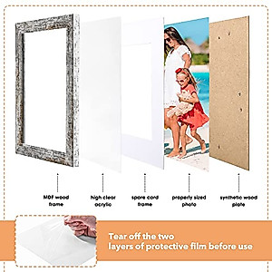 SYNTRIFIC 12x16 Picture Frames Set of 6,Rustic Distressed White Photo Frames Display Pictures 8.5x11 with Mat or 12x16 Without Mat,Farmhouse Wall Gallery Collage Photo Frames Home Decor Poster Frame