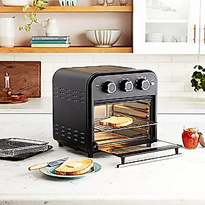 COMFEE' Retro Air Fryer Toaster Oven, 7-in-1, 1250W, 14QT Capacity, 4 Slice, Fry, Bake, Broil, Toast, Warm, Convection Black, Perfect for Countertop (CO-A101A(BK))