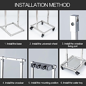 IGZVMBO Hanging Broom Mop Holder, Hand Trucks Broom, Movable Commercial Mop Rack, Cleaning Cart On Wheels, Tool Storage for Garage Garden Closet, 62x40x96cm(6slots), Silver