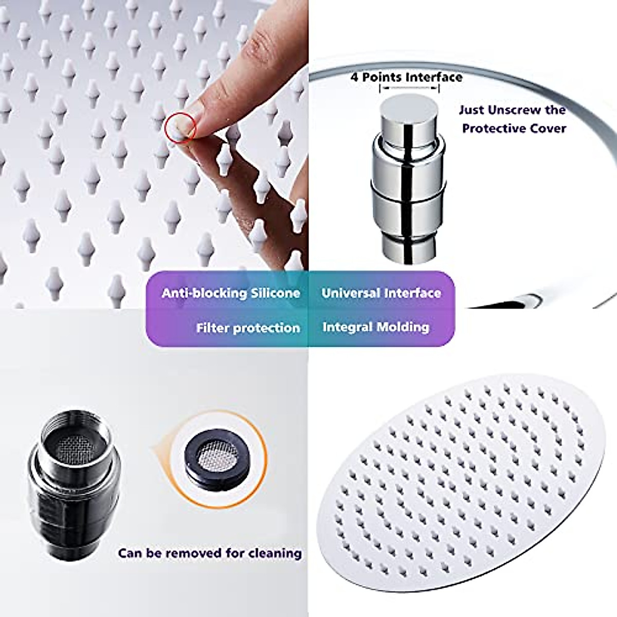 Welan Rain Shower Head Round 12 Inch Shower Heads High Pressure Angle Adjustable,304 Stainless Steel Waterfall Shower Heads Rainfall, Ultra-thin Pressure Boosting Large Showerheads