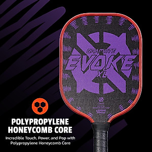 Onix Graphite Evoke XL Pickleball Paddle Features Polypropylene Core, Graphite Face, and Oversized Shape, Purple