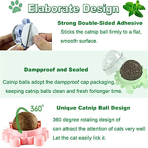 SUGVUHO 3 Pack Catnip Ball Cat Toy Cat Nips Organic Ball Catnip Wall Balls for Cats Cat Licking Ball Cat Teeth Cleaning Toy Cat Mint Silvervine Cat Toy Catnip and Silvervine for Cats