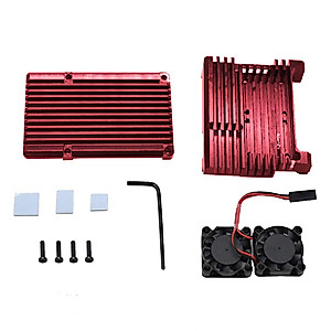 Treedix Cooling Metal Case Compatible with Pi 4, Aluminium Alloy Armor Case with Dual Fan Heatsink Compatible with Raspberry Pi 4 Model/Pi 4B (Red)